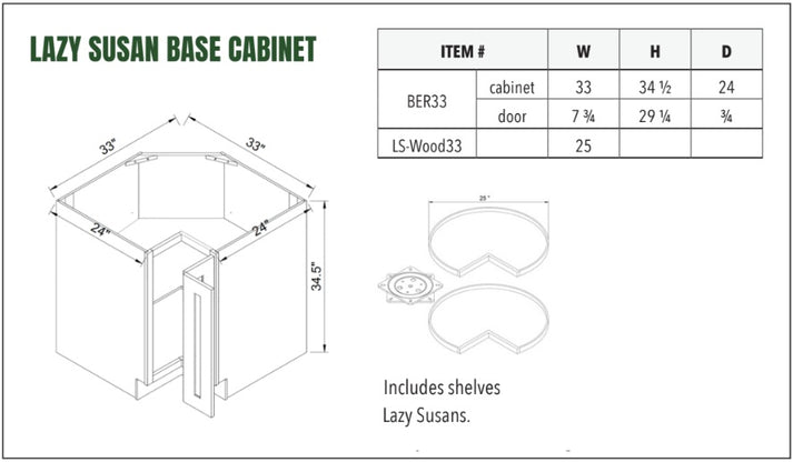 LAZY SUSAN BASE CABINET 33 – OWL CABINETS